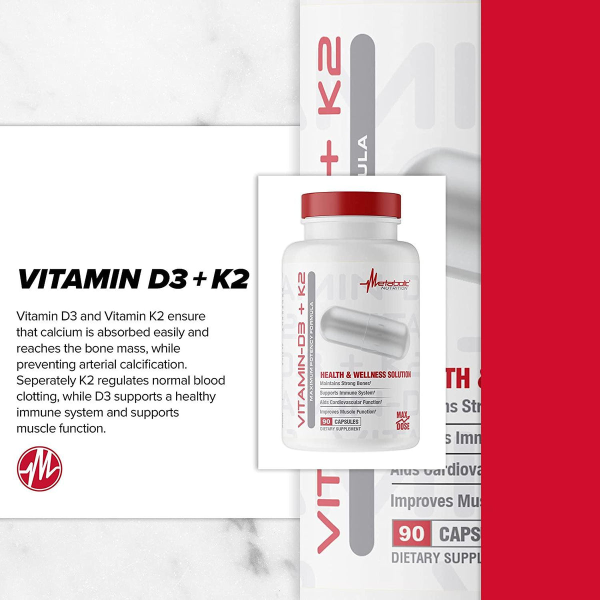 Metabolic Nutrition | Vitamin D3 + K2